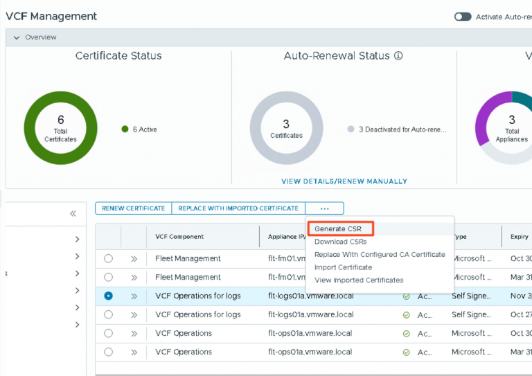 Enabling Log Collection and Replacing Certificates in VCF Operations ...